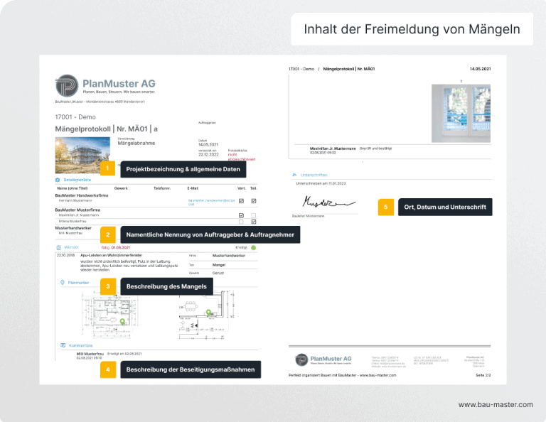 Mängelfreimeldung: Muster & Tipps | BauMaster®